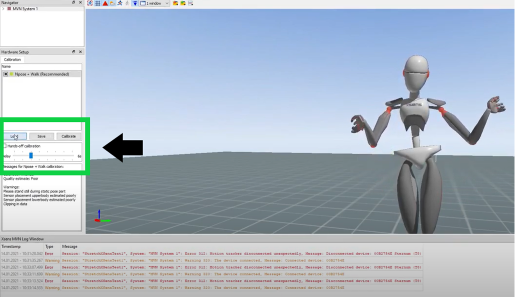 Xsens MVN Streaming from Hand Engine