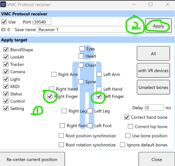 VMC (Virtual Motion Capture) - Streaming from Hand Engine