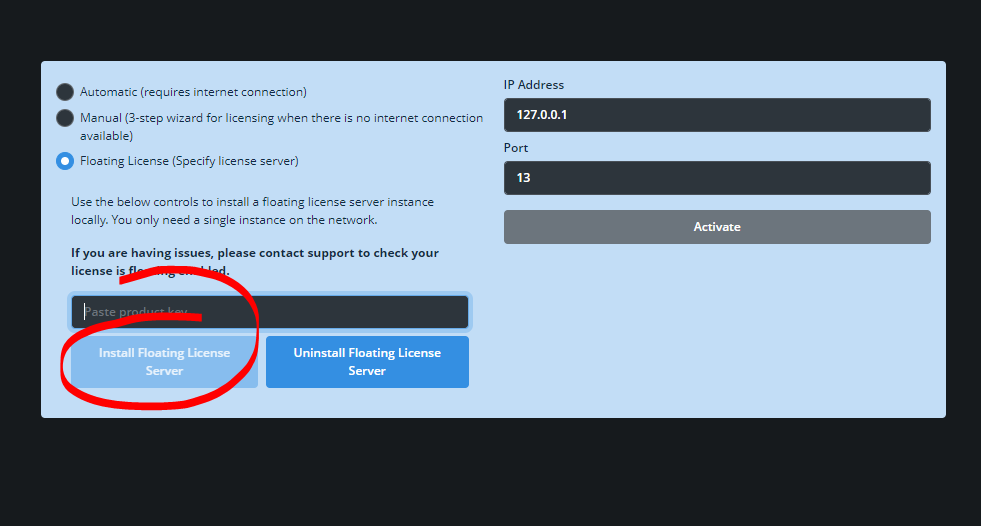 Floating License Activation